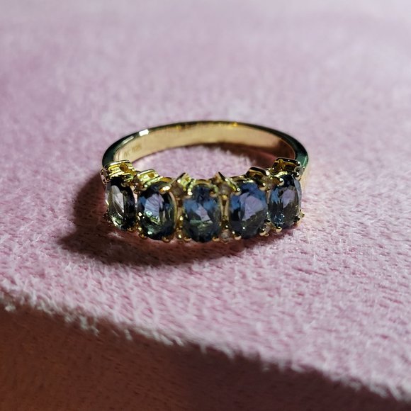 JTV | Jewelry | Jtvlondon Blue Topaz White Zircon 8k Yellow Gold Over ...